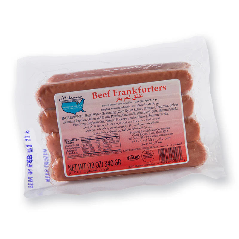 MIDAMAR BEEF FRANKFURTERS 12/12 OZ – Choice Foods