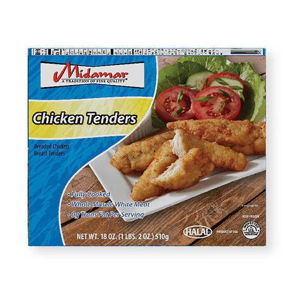 MIDAMAR CHICKEN TENDERS BREADED 12/18 OZ – Choice Foods